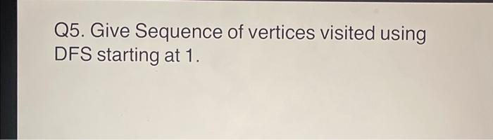 Q5. Give Sequence of vertices visited using DFS | Chegg.com