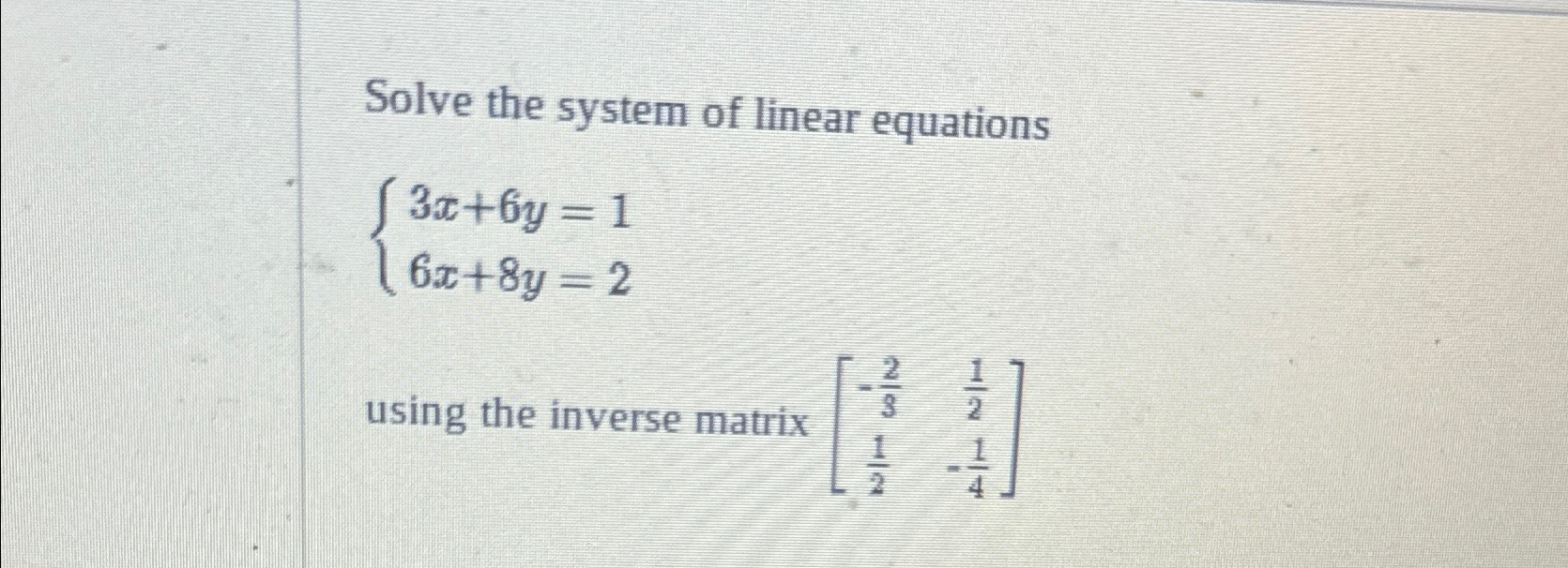 Solved Solve the system of linear | Chegg.com