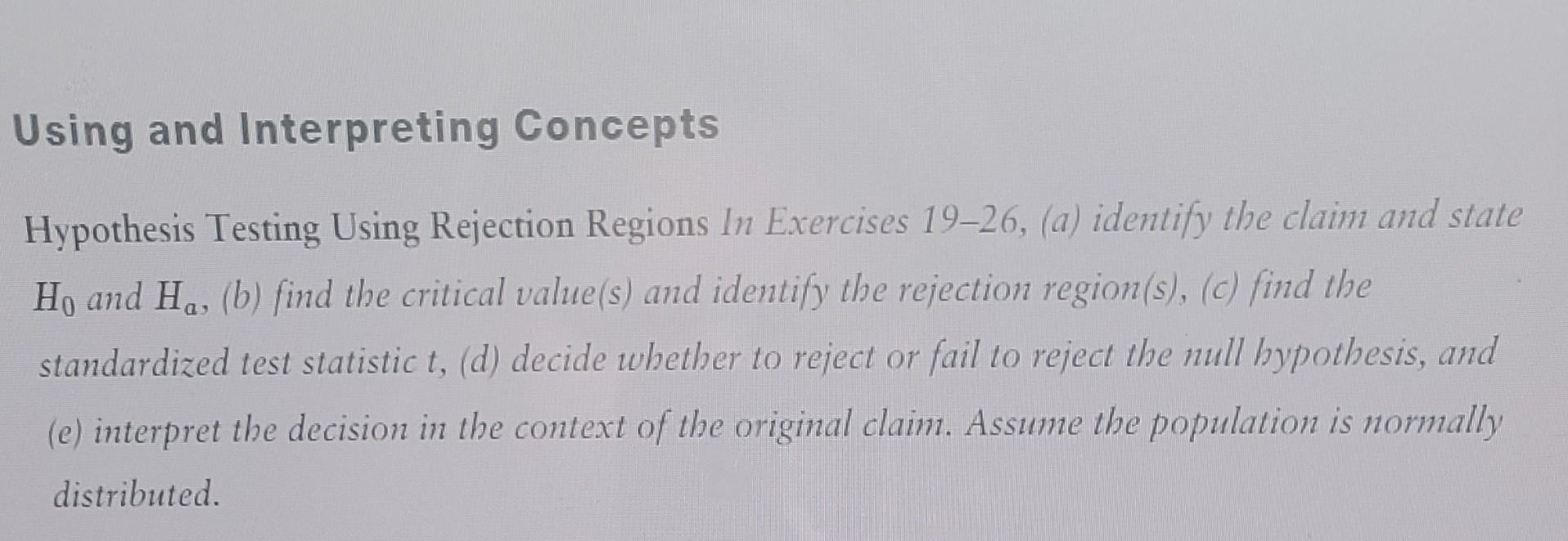 Solved Using and Interpreting Concepts Hypothesis Testing | Chegg.com