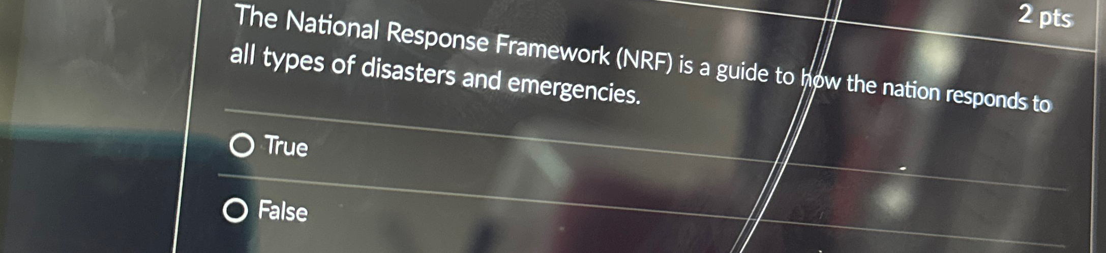 Solved 2 ﻿ptsThe National Response Framework (NRF) ﻿is a | Chegg.com