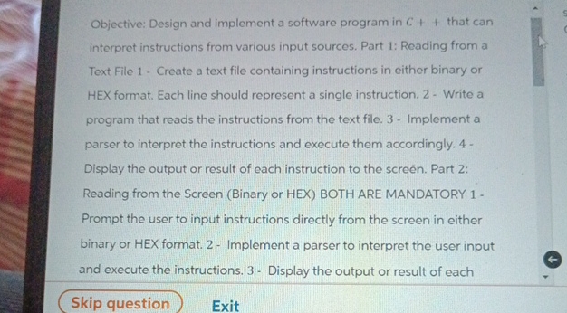 Solved Objective: Design and implement a software program in | Chegg.com