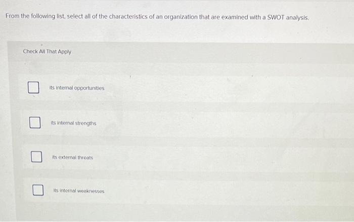Solved From the following list, select all of the | Chegg.com