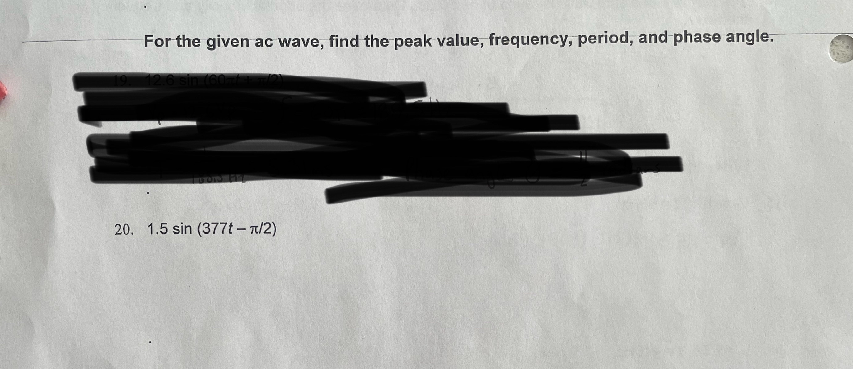 Solved For the given ac wave, find the peak value, | Chegg.com