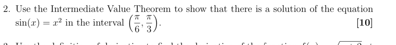 Solved Use the Intermediate Value Theorem to show that there | Chegg.com