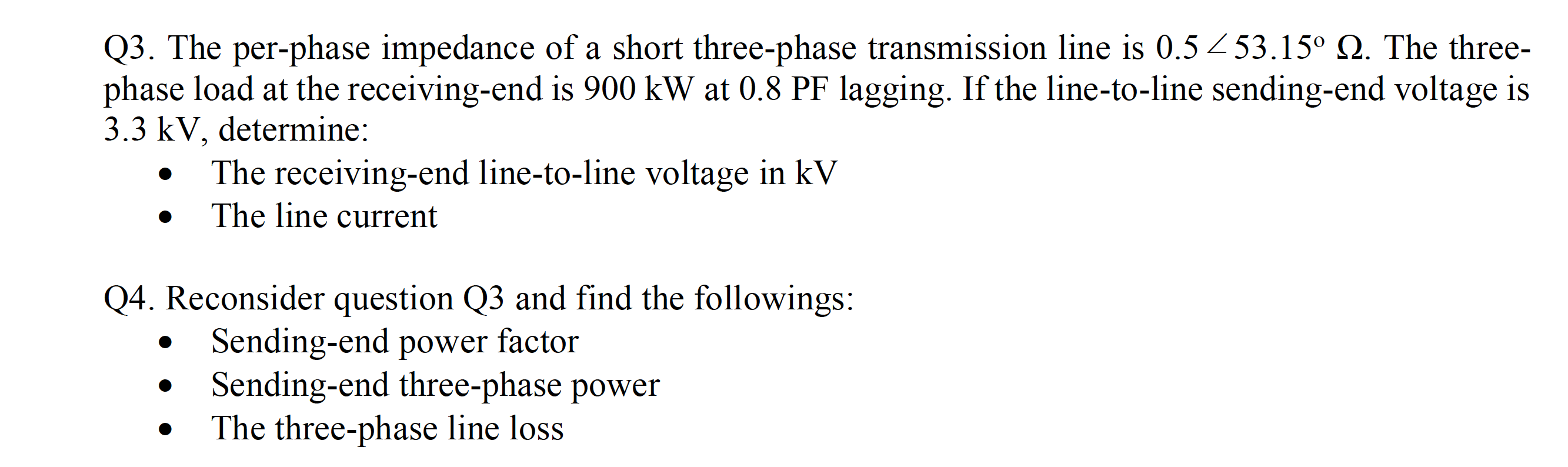 Solved Q3. ﻿The per-phase impedance of a short three-phase | Chegg.com