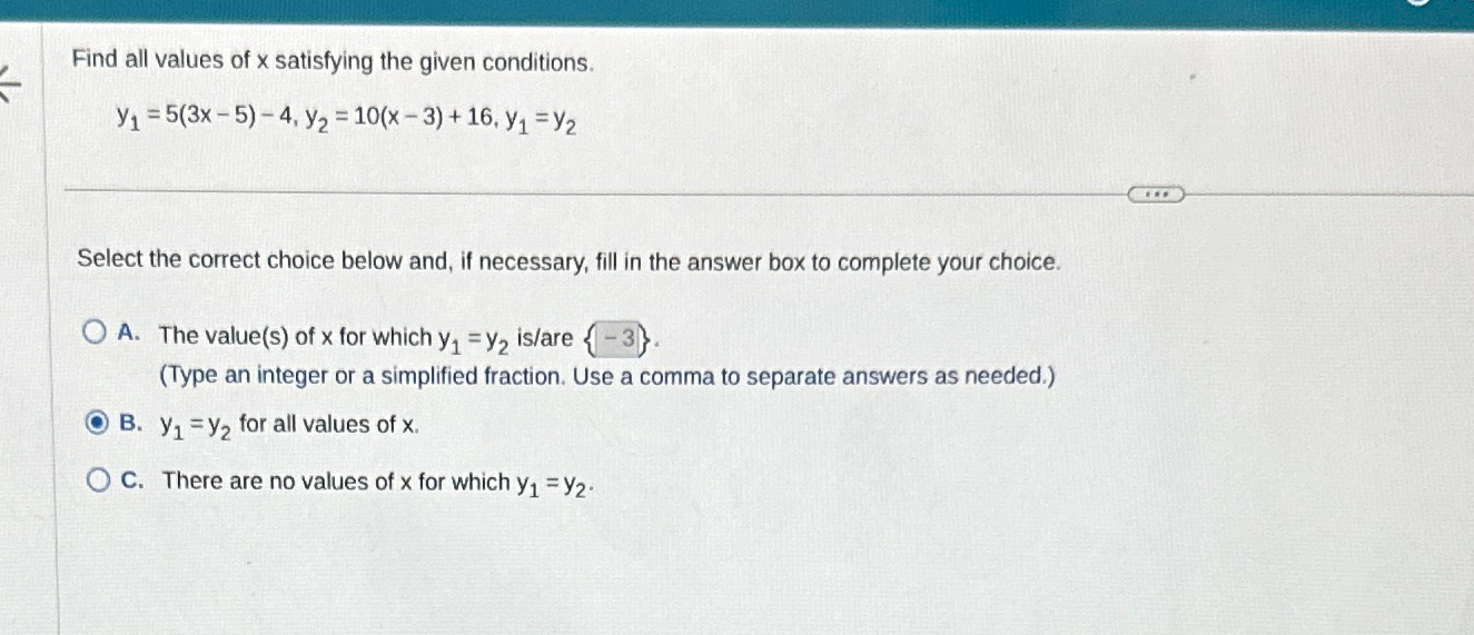 Solved Find all values of x ﻿satisfying the given | Chegg.com