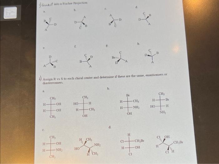 Solved Gave it into a Fischer Projection Di Bring с A B 1) | Chegg.com
