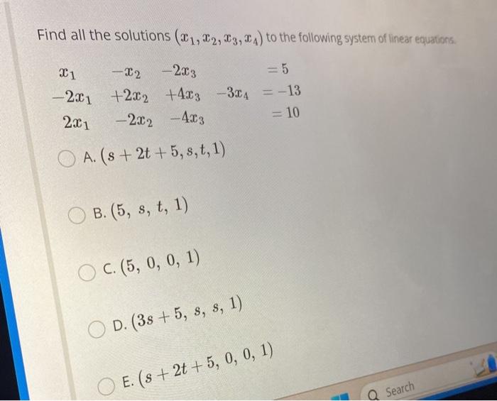 Solved Find all the solutions (x1,x2,x3,x4) to the following | Chegg.com