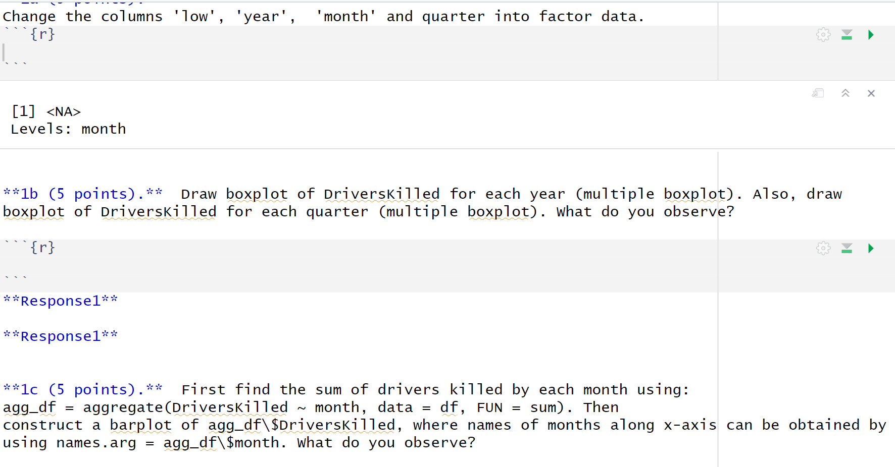 Change the columns 'low', 'year', 'month' and quarter | Chegg.com