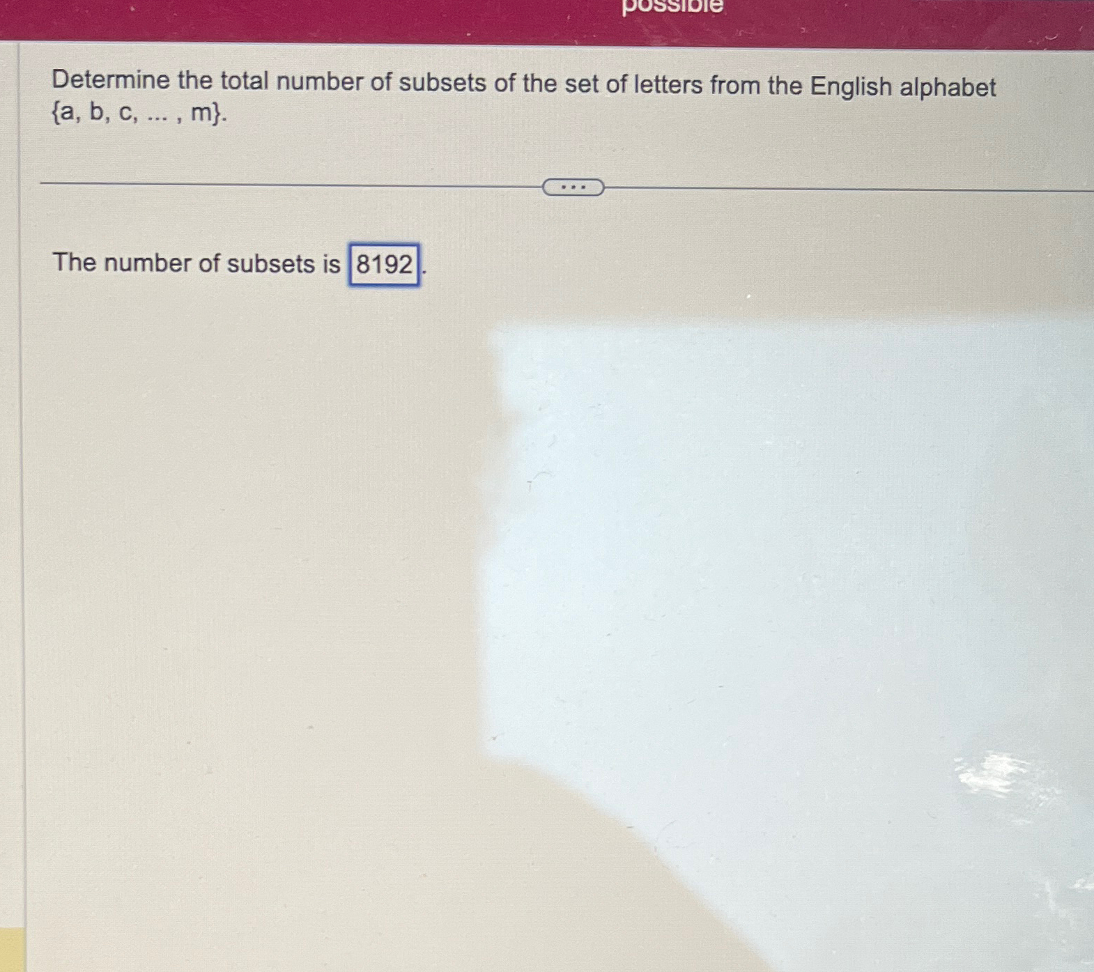 Solved Determine the total number of subsets of the set of | Chegg.com