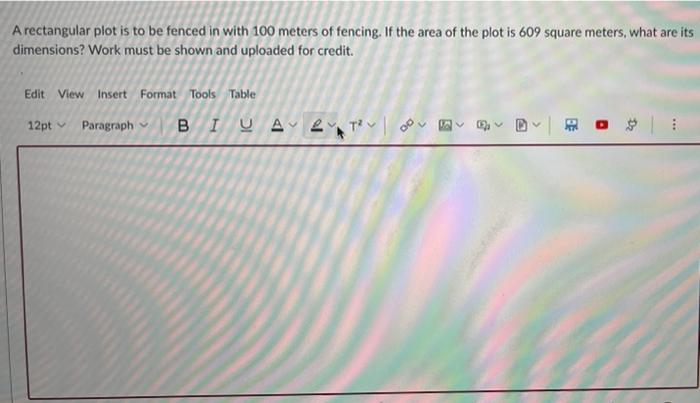 Solved A rectangular plot is to be fenced in with 100 meters | Chegg.com