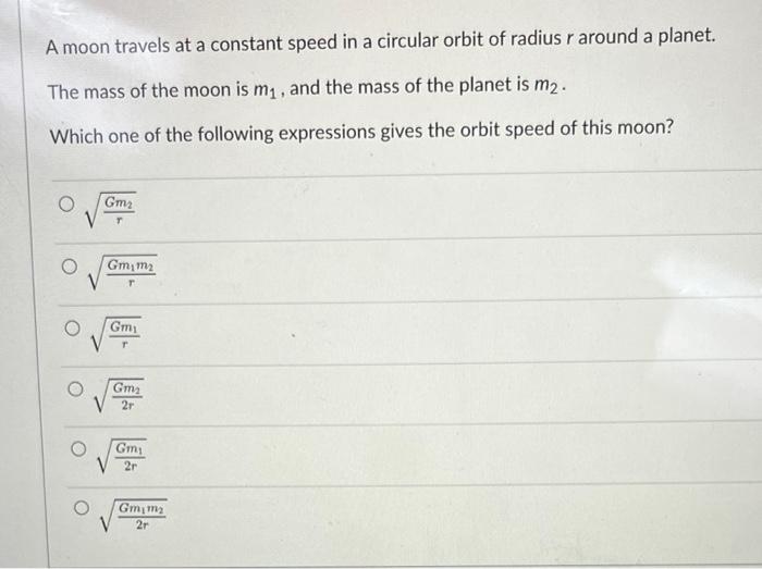 Solved A moon travels at a constant speed in a circular | Chegg.com