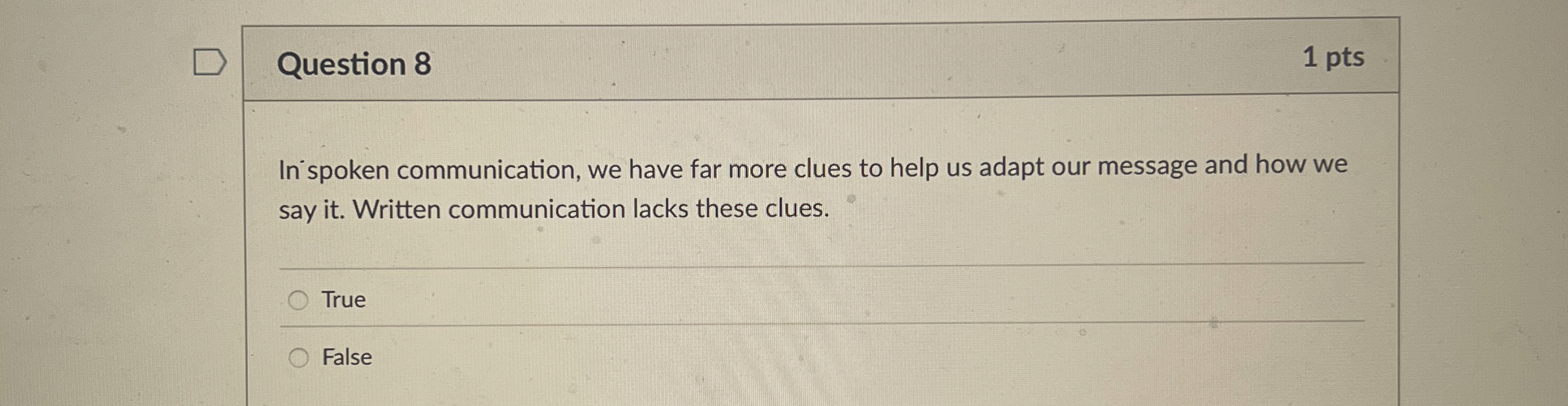 Solved Question 81 ﻿ptsIn spoken communication, we have far | Chegg.com