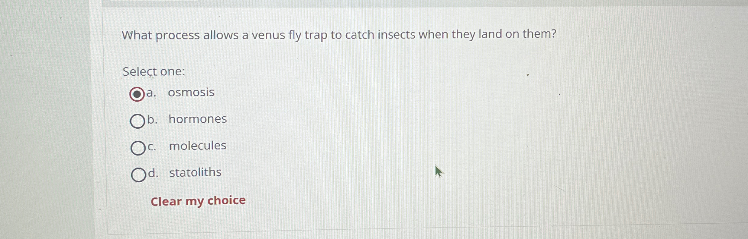 Solved What process allows a venus fly trap to catch insects | Chegg.com