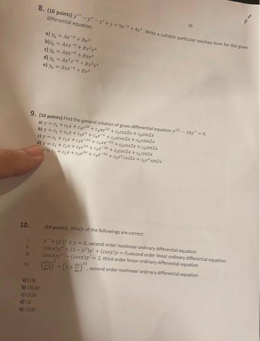 Solved 1. (10 points) y′′+4y′+3y=0,y(0)=1,y′(0)=31. Find the | Chegg.com