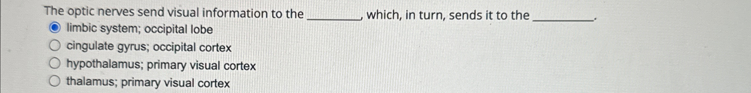 Solved The optic nerves send visual information to the q, | Chegg.com