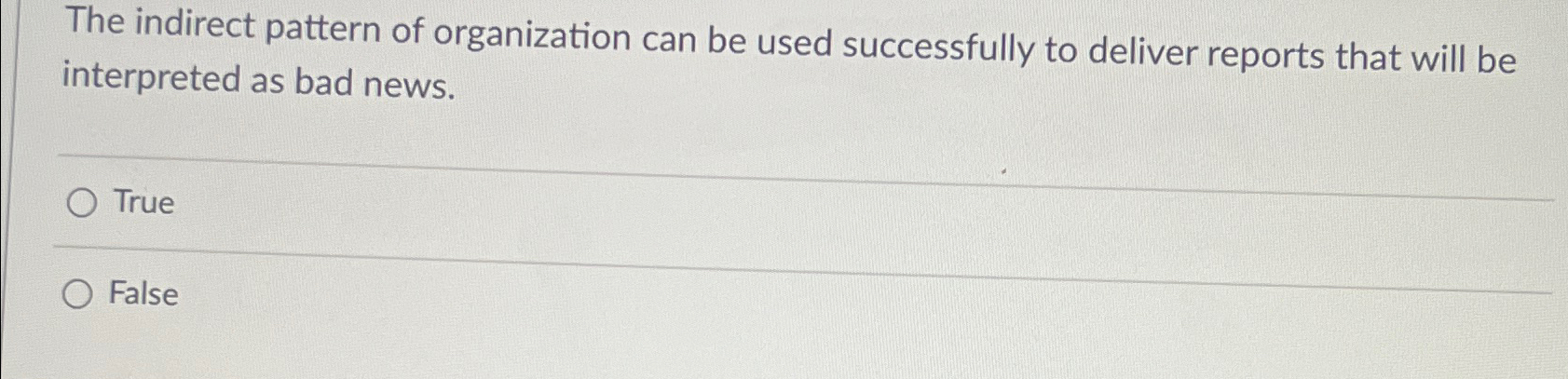 Solved The indirect pattern of organization can be used | Chegg.com