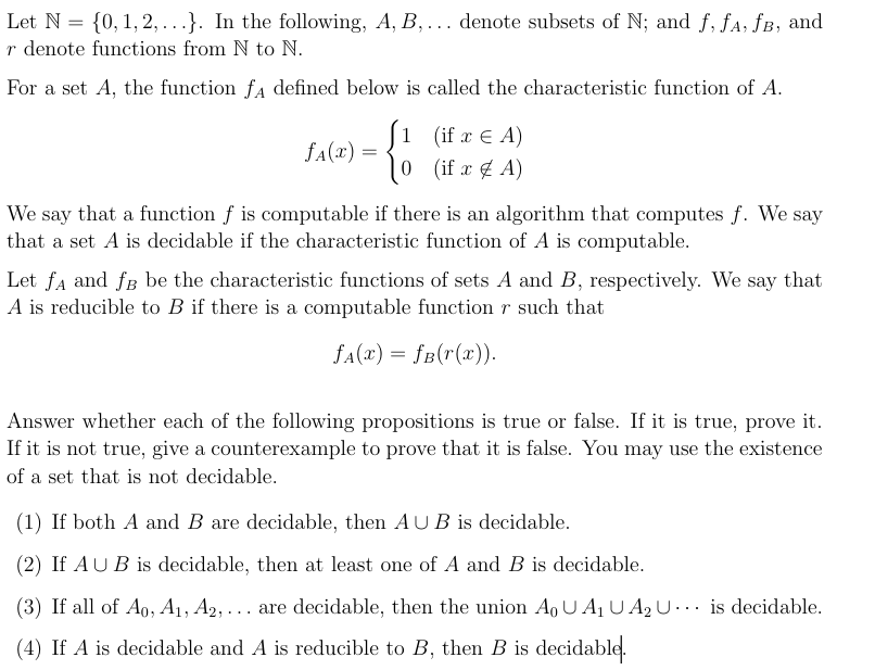 Solved Let N={0,1,2,dots}. ﻿In the following, A,B,dots | Chegg.com