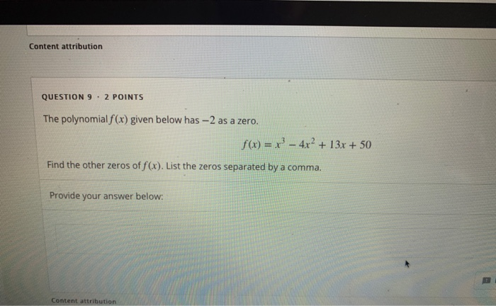 Solved Content attribution QUESTION 9 · 2 POINTS The | Chegg.com Solved Content attribution QUESTION 9 · 2 POINTS The | Chegg.com