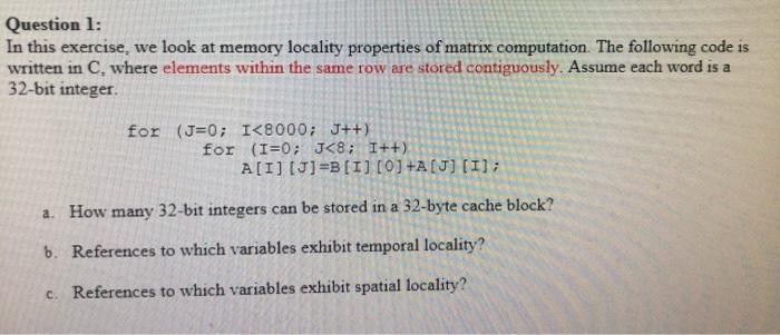 Solved Question 1: In this exercise, we look at memory | Chegg.com