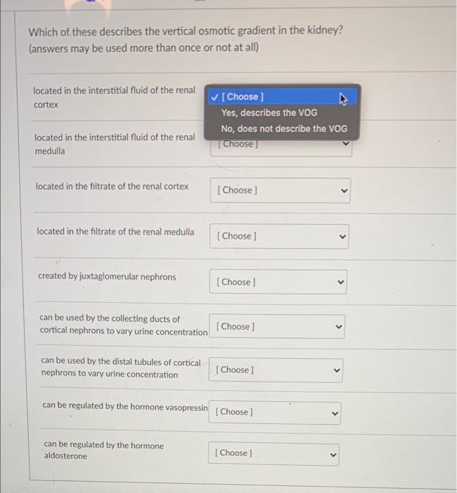 Solved which of these describe the vertical osmotic gradient | Chegg.com