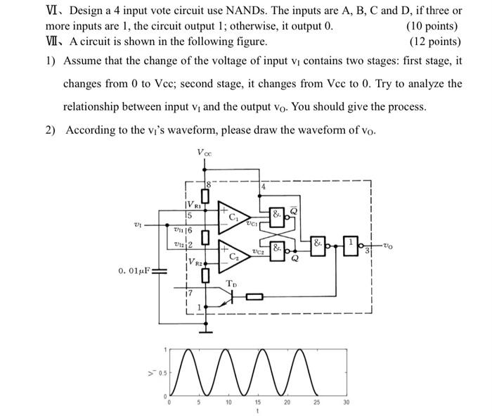 Solved VI. Design a 4 input vote circuit use NANDs. The | Chegg.com