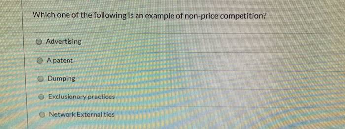 Solved Which one of the following is an example of non-price | Chegg.com