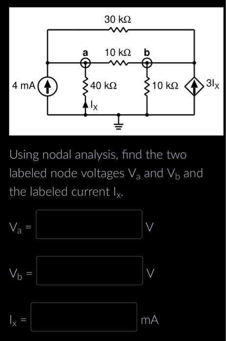 Solved Using nodal analysis, find the two labeled node | Chegg.com