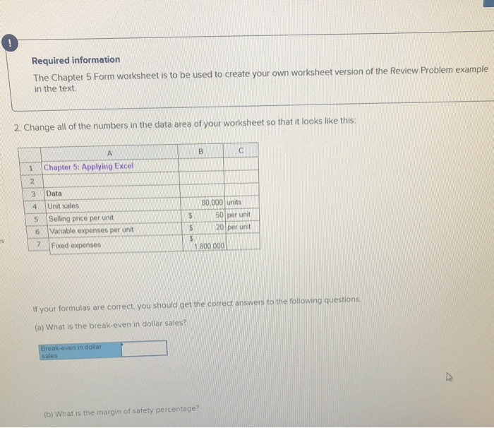 Solved Required information The Chapter 5 Form worksheet is | Chegg.com