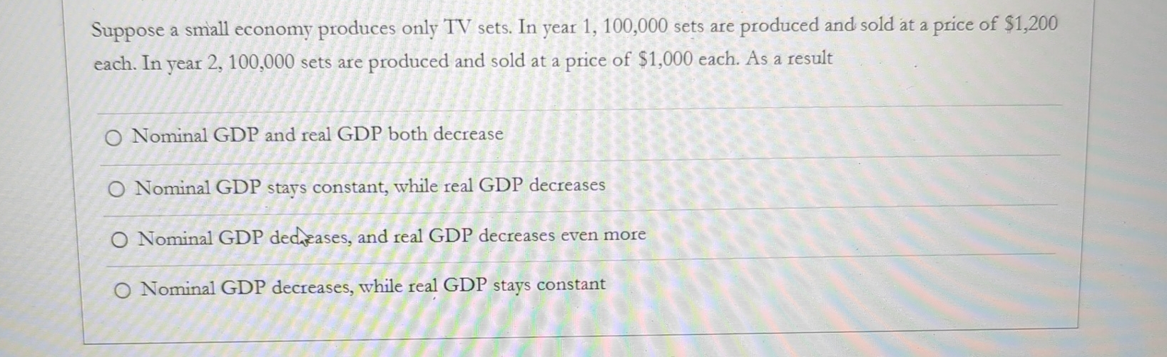 Solved Suppose a small economy produces only TV sets. In | Chegg.com