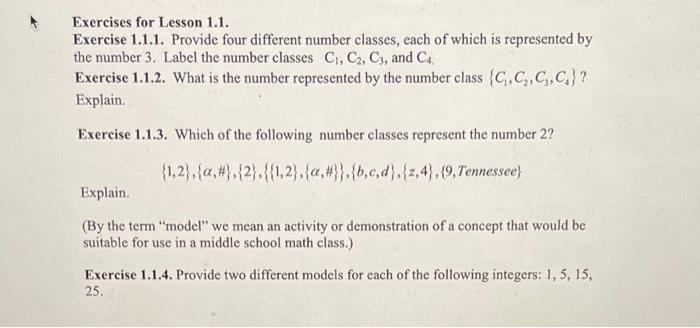 Solved Exercises for Lesson 1.1. Exercise 1.1.1. Provide | Chegg.com