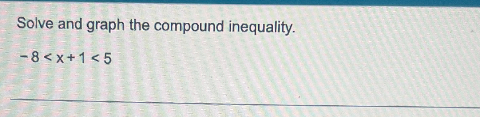 Solved Solve and graph the compound inequality.-8