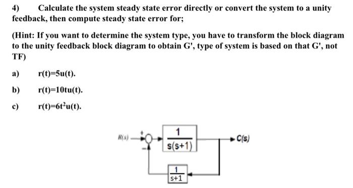 Solved Calculate the system steady state error directly or | Chegg.com