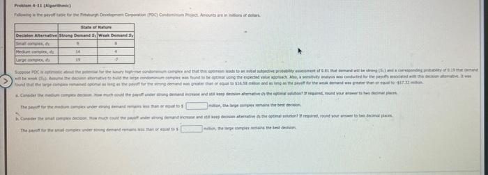 Problem 4-11 (Algorithmic) Following the past table | Chegg.com