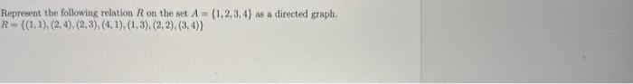 Solved Represent the following relation R on the set | Chegg.com