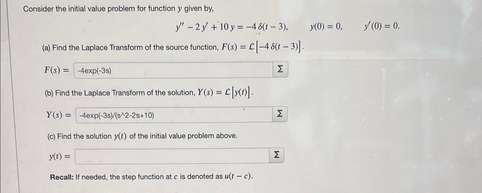 Solved Consider the initial value problem for function y | Chegg.com