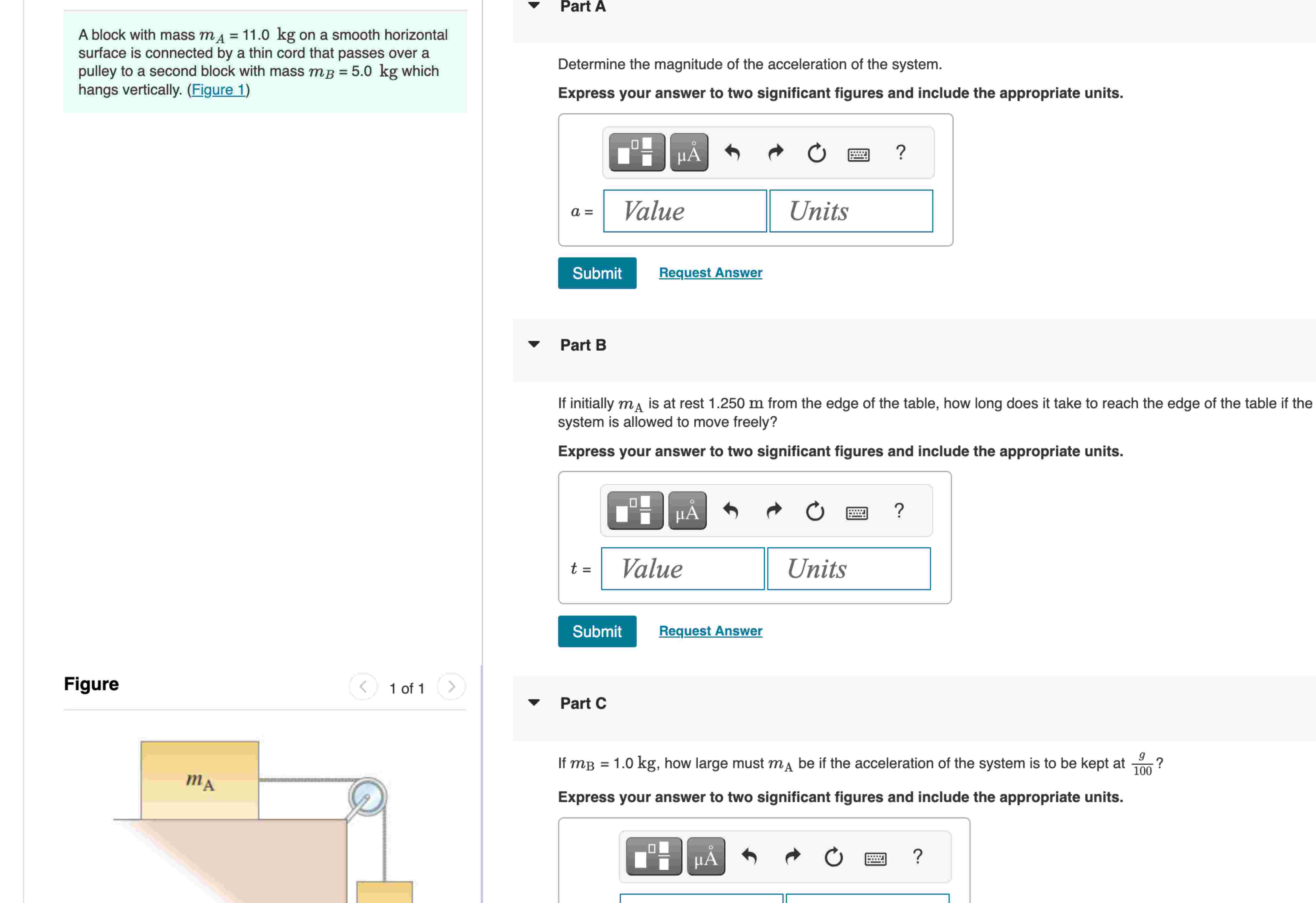 Solved A block with mass mA=11.0kg ﻿on a smooth | Chegg.com