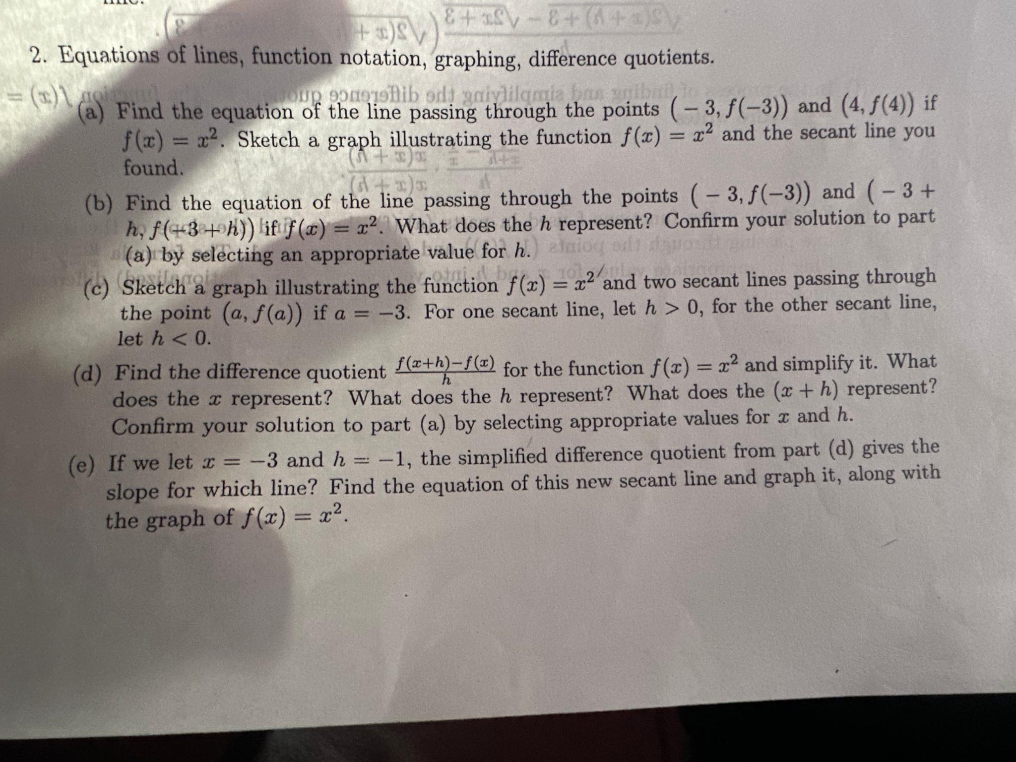 Solved Equations of lines, function notation, graphing, | Chegg.com