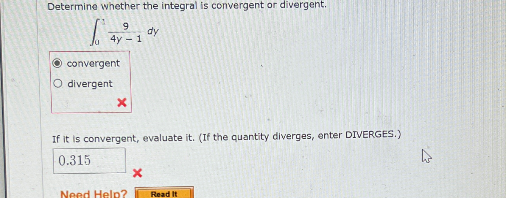 Solved Determine whether the integral is convergent or | Chegg.com