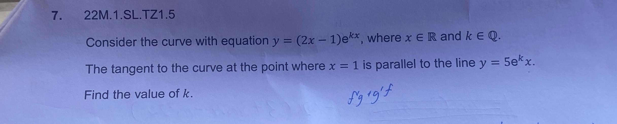 Solved 22M.1.SL.TZ1.5Consider the curve with equation | Chegg.com