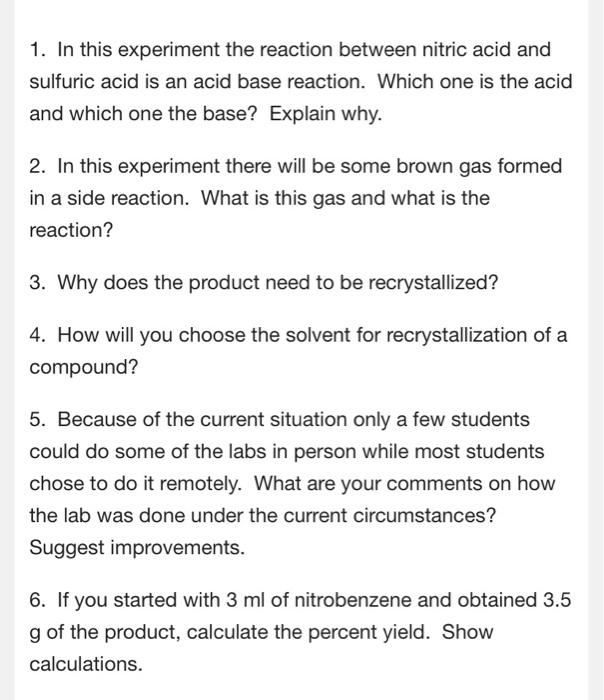 Solved Experiment 10 Preparation of Dinitrobenzene In this | Chegg.com