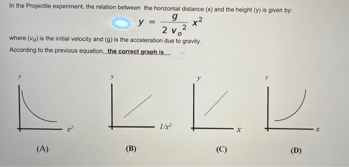 Solved In the Projectile experiment, the relation between | Chegg.com