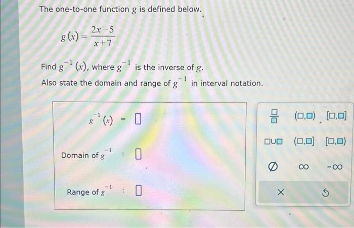 Solved The one-to-one function g is defined below. | Chegg.com