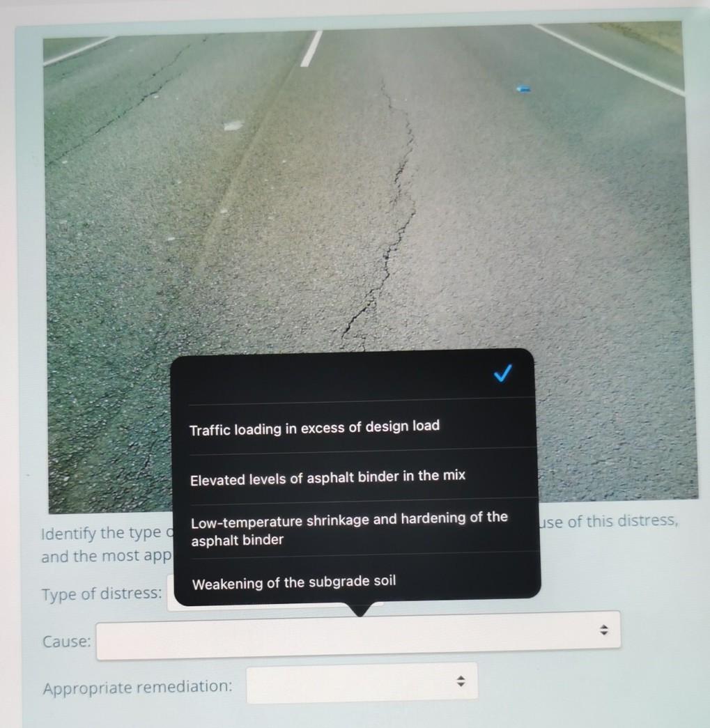 Solved Identify the type of asphalt pavement distress in the | Chegg.com