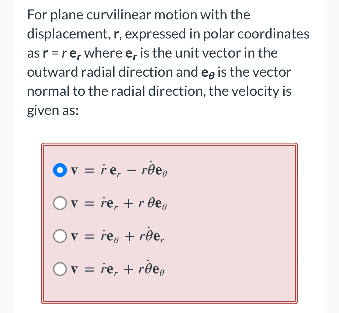 Solved For plane curvilinear motion with the displacement, | Chegg.com