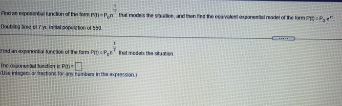 Solved Find an exponential function of the form PU)=Pon that | Chegg.com