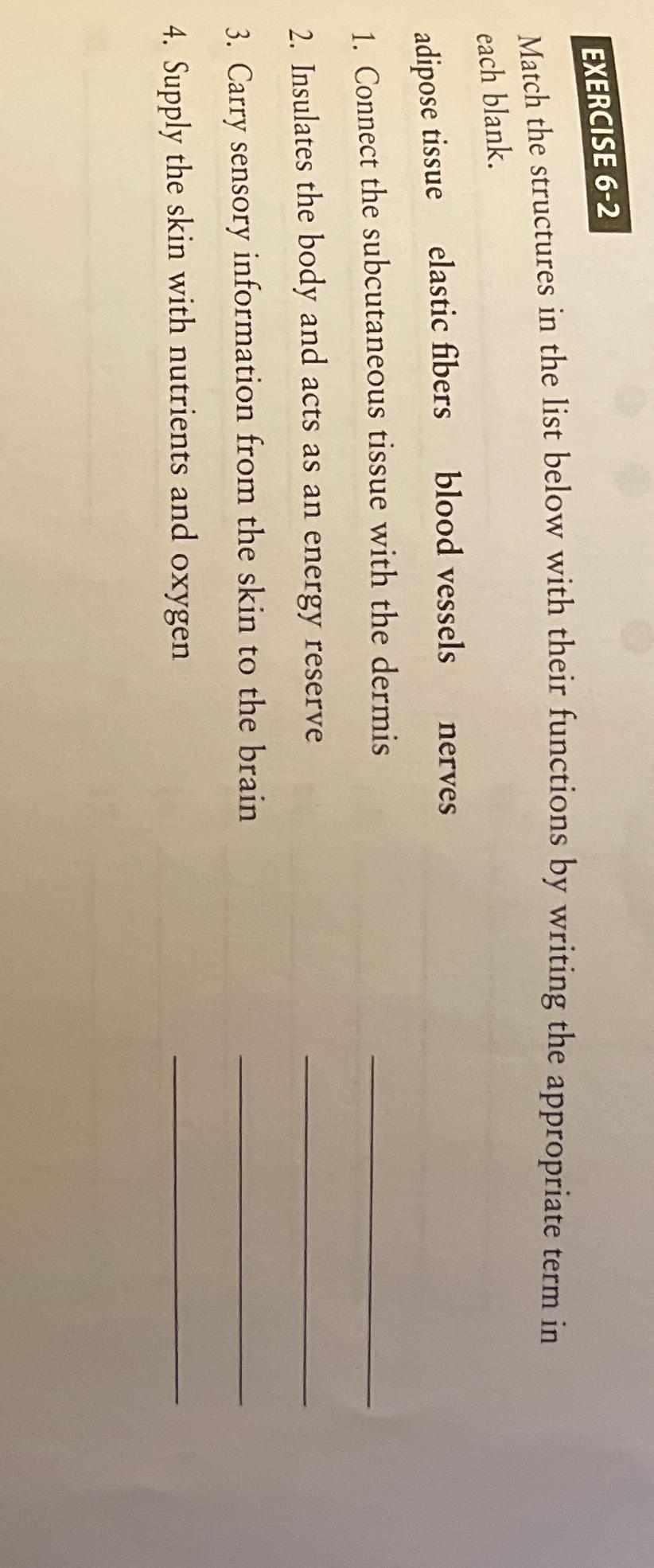 Solved EXERCISE 6-2Match the structures in the list below | Chegg.com