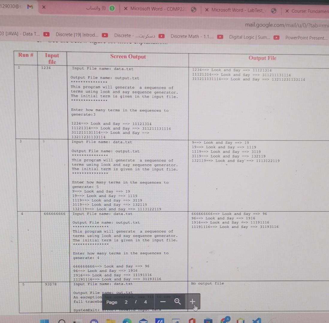 Solved Introduction The Look And Say Sequence Is The 