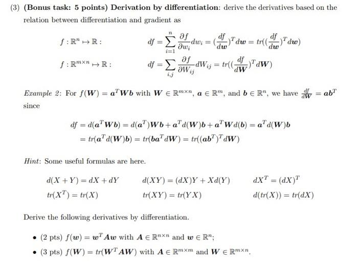 (2) (10 points) Derivation by definition: Use | Chegg.com