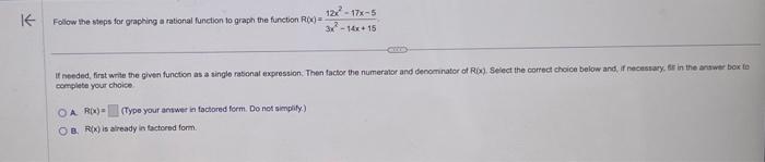 Solved Folow the steps for graphing a rational function to | Chegg.com